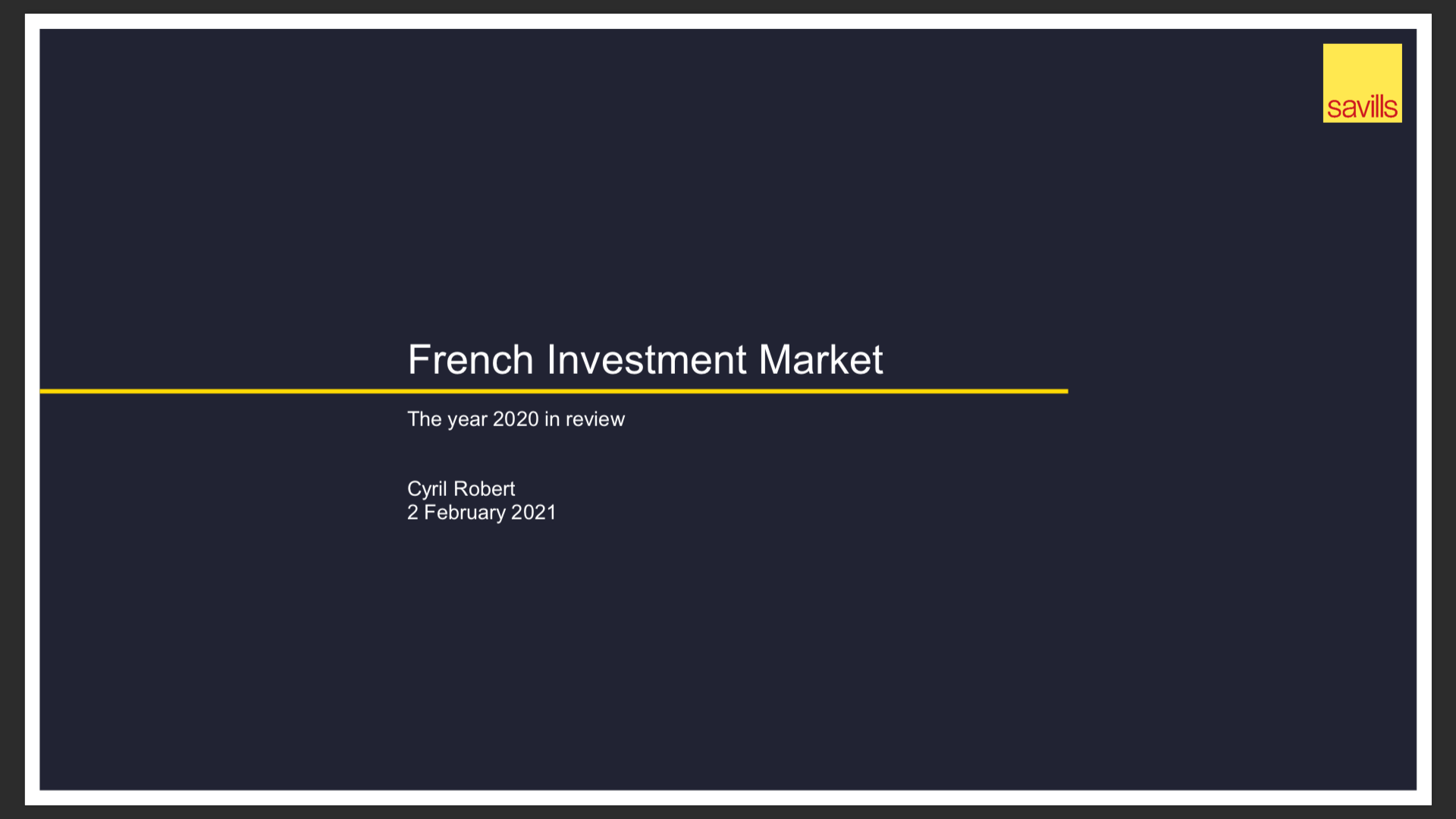 Savills French Outlook Slides | Real Asset Investment Briefings
